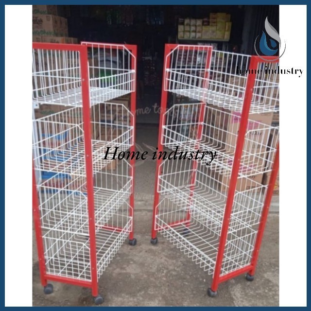 Jual RAK CHIKI KAKI KOTAK SS-4 RODA/Rak display/keranjang jajan/Rak ...