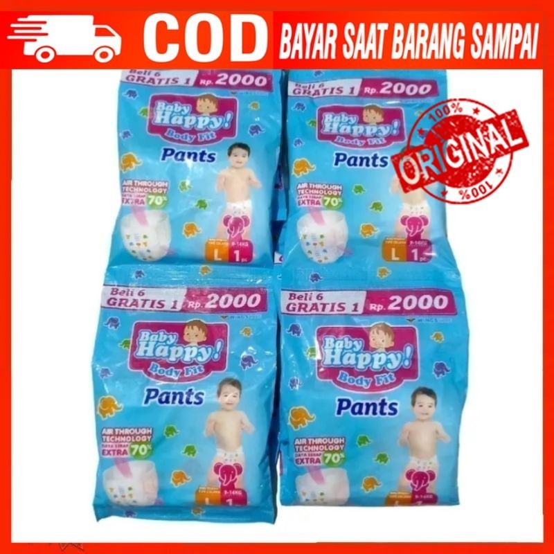 Jual Pempers Baby Happy Body Fit Pants M L XL 1 Renceng isi 7 Sachet (6 ...