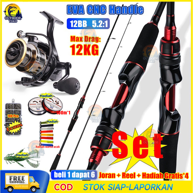 Jual 【#Beli 1 Dapat 5 #】Max drag 10kg Joran pancing Set 1.65M Spinning Fishing Rod with 5.2:1 ...