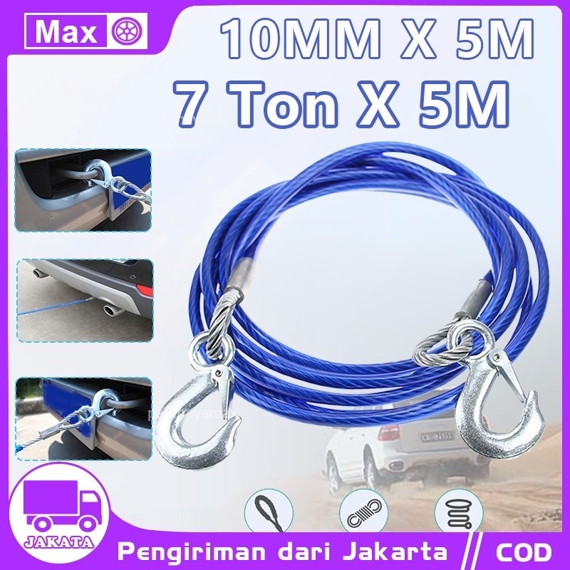 Jual 7 Ton Tali Derek Mobil 5 M Tali Penarik Mobil Kawat Sling Baja ...