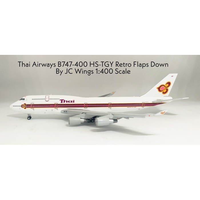 Jual DIECAST PESAWAT TERBANG Thai Airways B747-400 HS-TGY Flaps Down By JC Wings AIRCRAFT ...