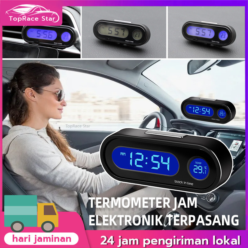 Jual Jam Digital Led Backlight Biru Dengan Termometer Untuk Dashboard ...