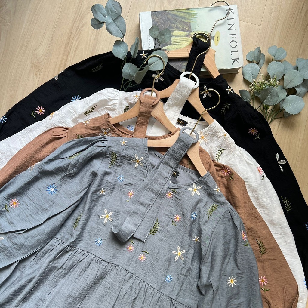 Jual Misca atasan linen bordir atasan kekinian by sari fashion | Shopee ...