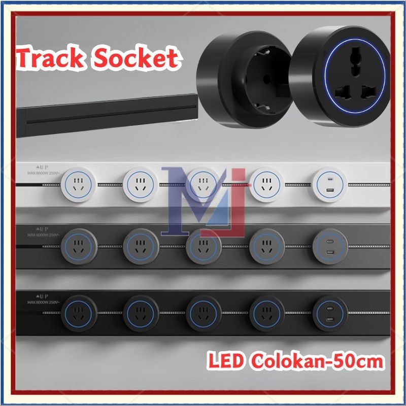 Jual 【COD】Stop Kontak Tanam Tembok Track Socket 3 Lubang LED Colokan ...