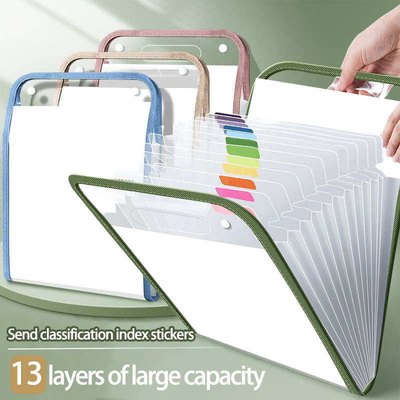 Jual 1pc 13-Grid A4 Size Portable Vertical Organizer Bag Accordion Folders 13 Pocket Plastic ...