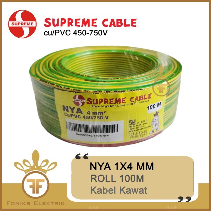Jual Kabel Grounding Supreme NYA 4mm/1x4 Roll 100M | Shopee Indonesia