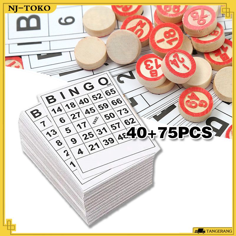 Jual Kartu Bingo 40 Buah Bingo Card Dan 75 Buah Catur Kayu Bingo Card ...