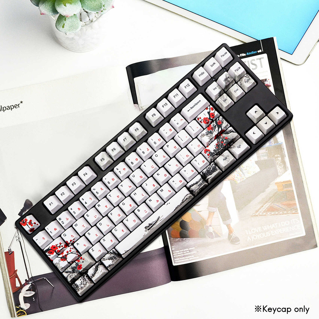 Jual 110 Keys PBT Keycap Dye-Sublimation Plum Blossom Cherry Profile ...