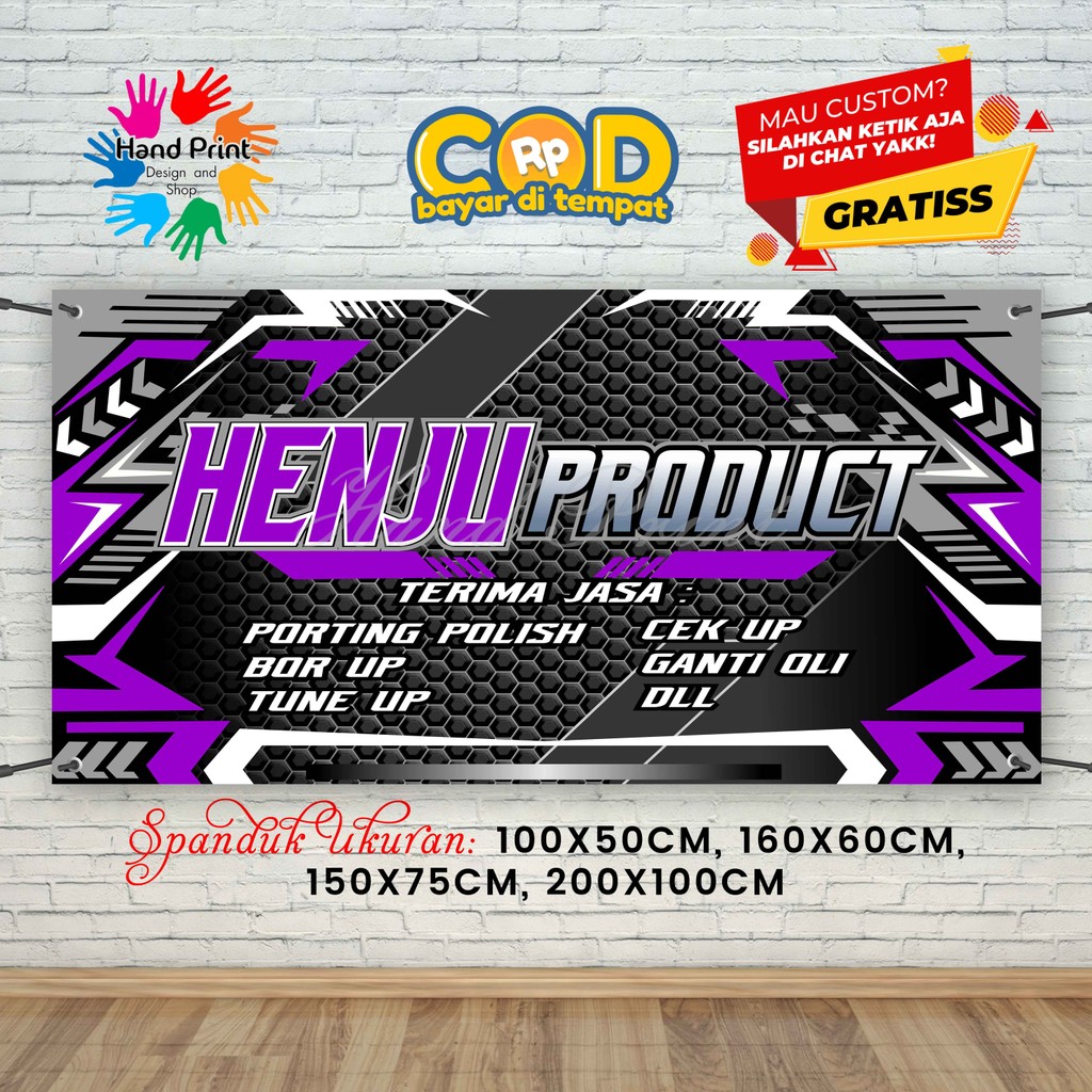 Jual Cetak Spanduk Banner Bengkel Service Ungu MMT Spanduk Custom ...
