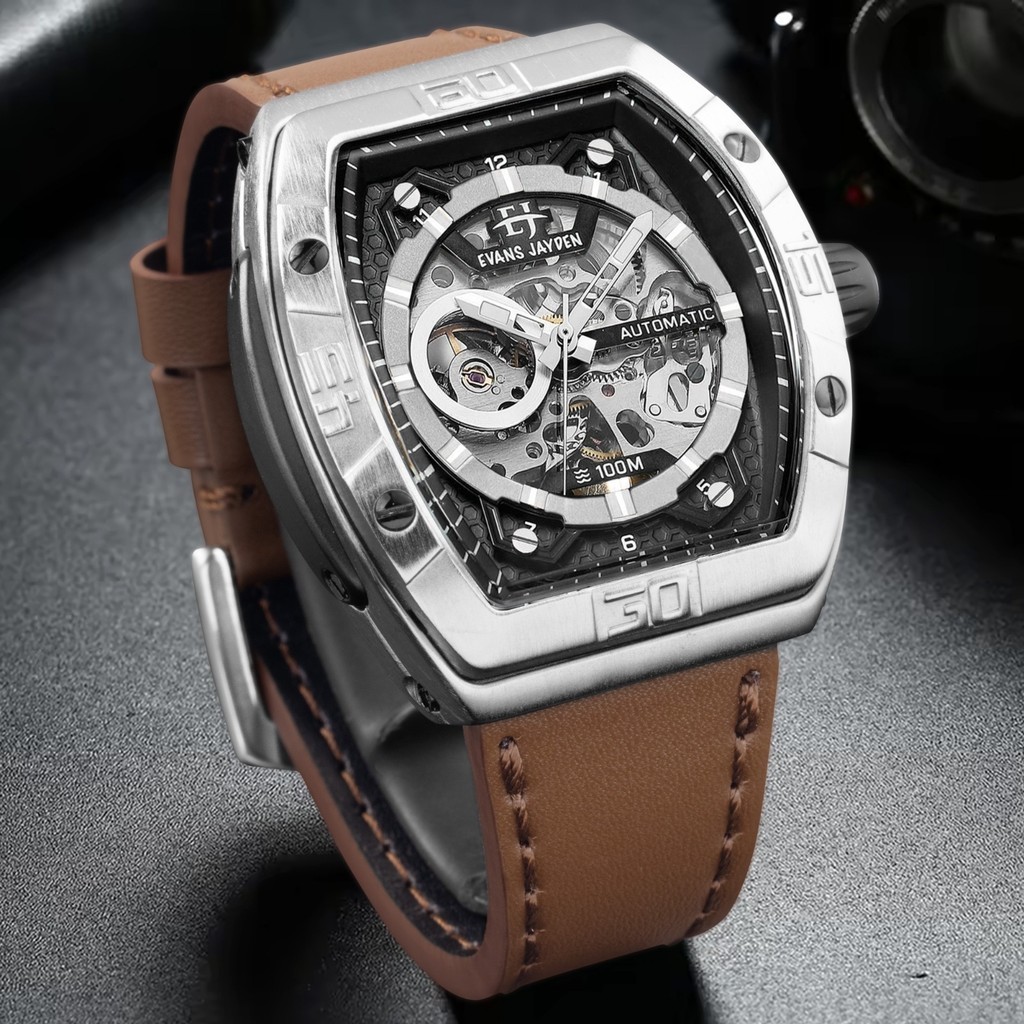 Jual Ori Evans Jayden Jam Tangan Pria 9563 Kulit Automatic Kaca Safir ...