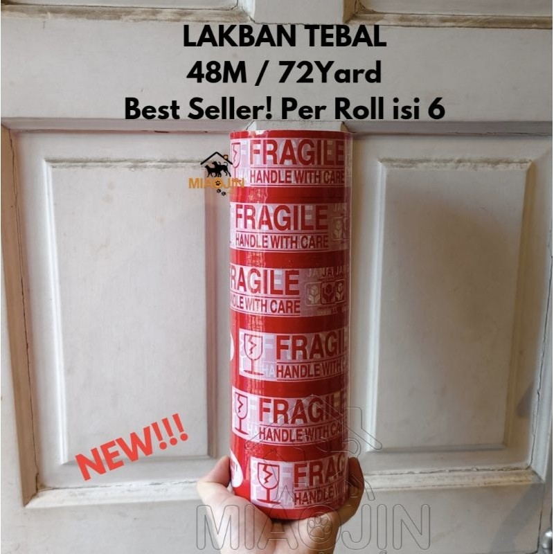 Jual LAKBAN Fragile Merah 48 MM x 72 Yard 1ROLL - Isolasi Perekat ...