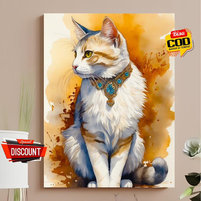 Jual Poster Lukisan Kucing Lucu Hiasan Dinding Dari Papan MDF | Shopee ...