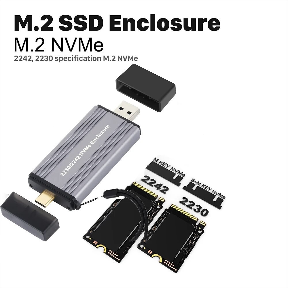Jual M2 SSD Case USB A USB C M.2 NVME 2230 2242 SSD Enclosure USB 3.2 10Gbps To NVMe M-Key ...