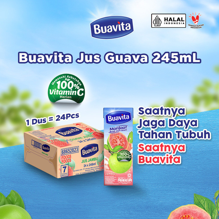 Jual Buavita Juice Jus Kemasan Rasa Buah Asli Jambu 245ml x 24 Pieces (1 Carton) | Shopee Indonesia