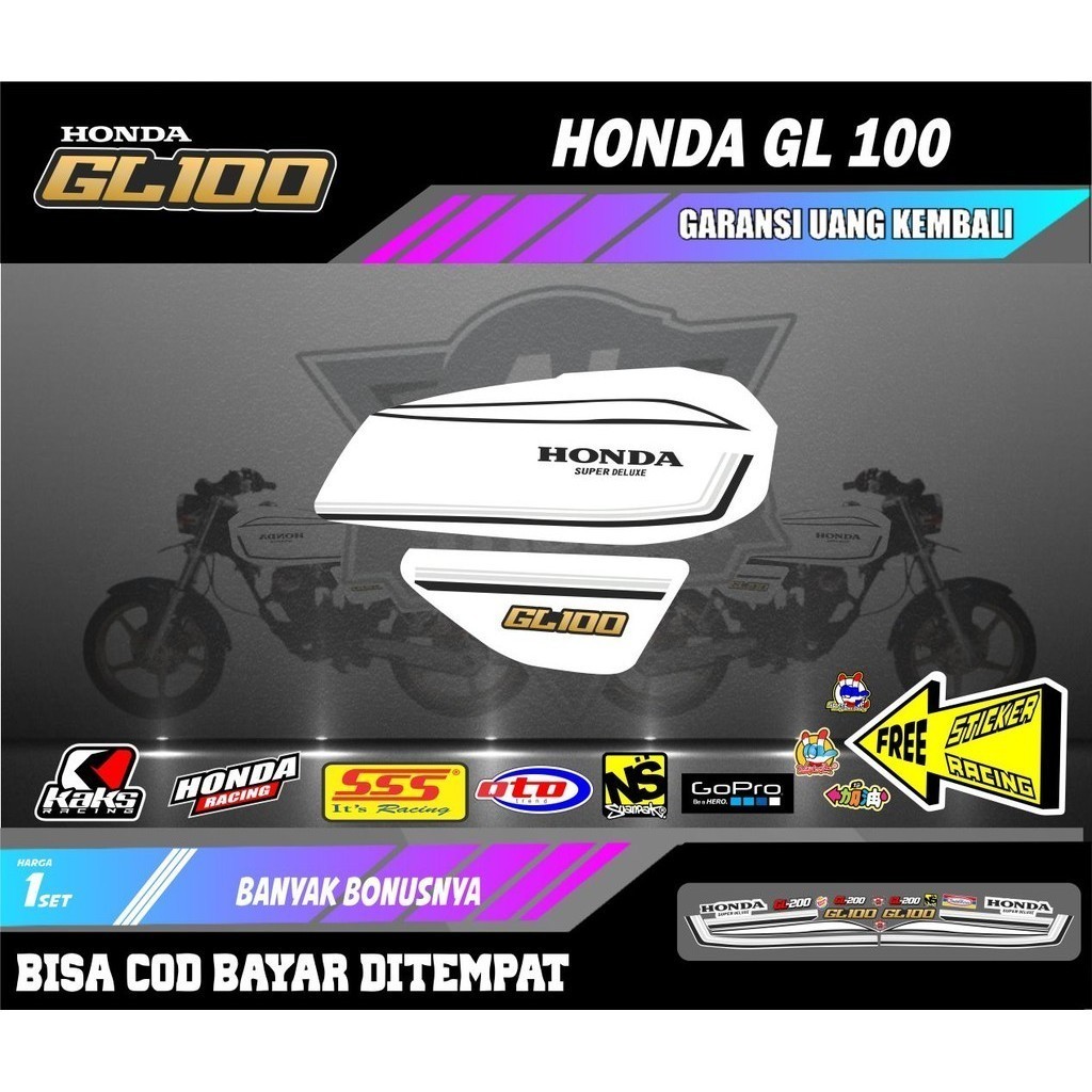 Jual Striping stiker polet list motor honda gl 100 gl100 Biru list body ...