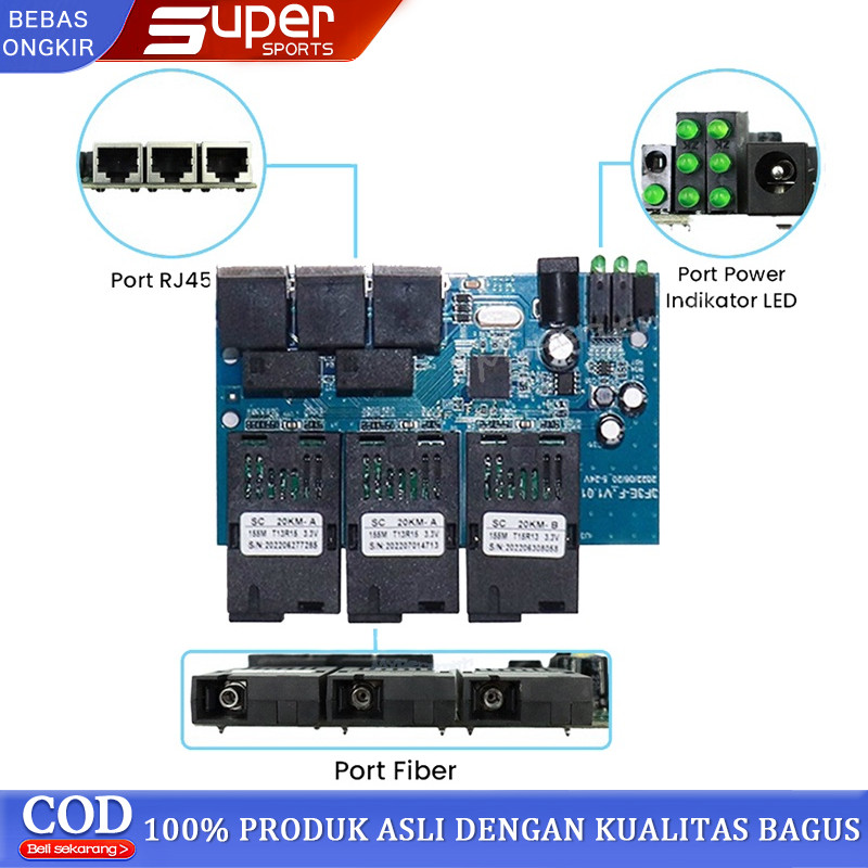 Jual 3F3E PCBA Media Converter 3FO 3LAN Pcb Htb 3FO 3Lan Ethernet ...