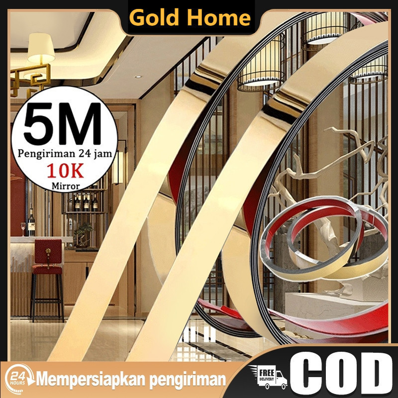 Jual 3/5/12 Meter List Plat Strip Mirror/3M Stiker Dinding Garis Datar ...