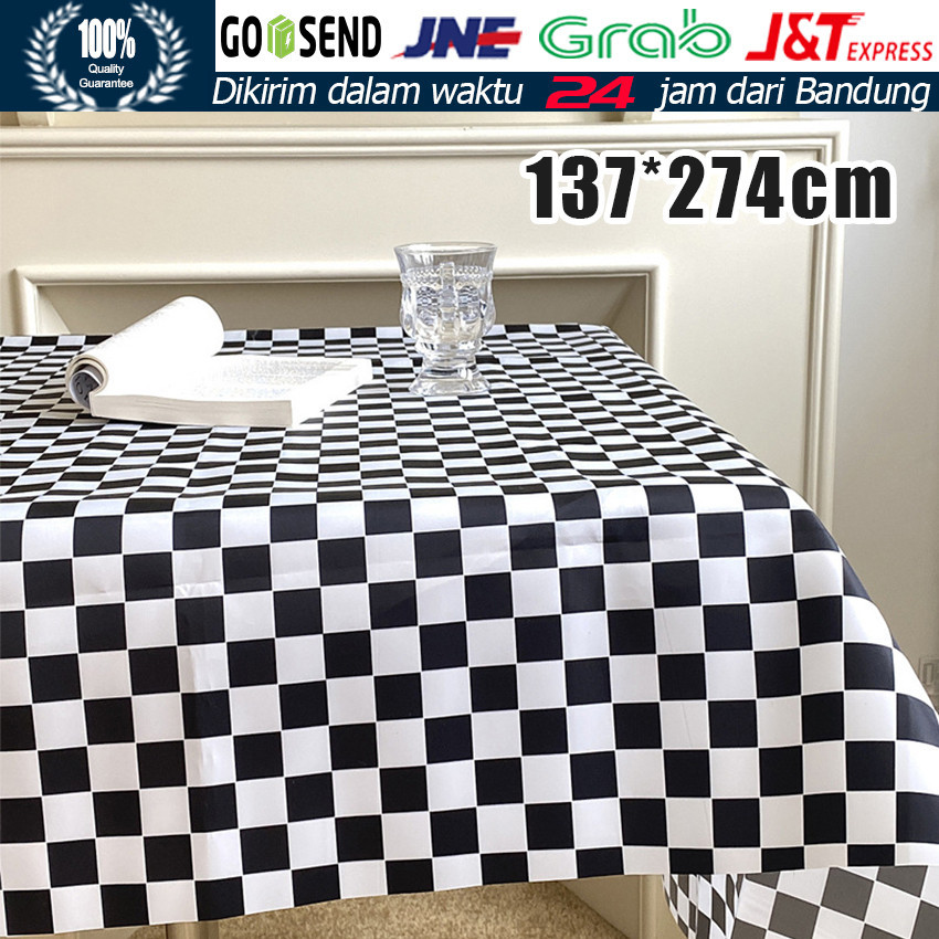 Jual Taplak Meja Motif Kotak-kotak Estetik Gaya Korea Kekinian / Taplak Meja Kotak-kotak Hitam ...