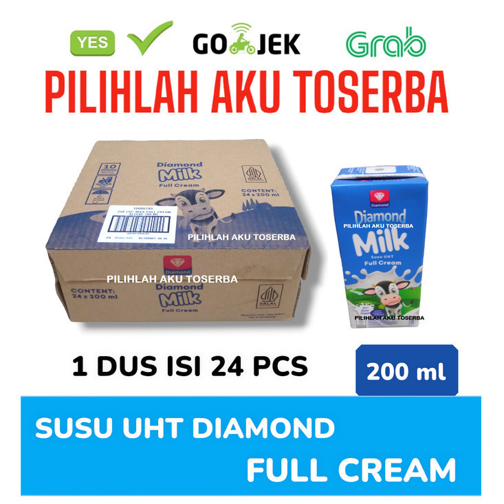Jual Susu DIAMOND UHT Full Cream ukuran 200 ml - (HARGA 1 DUS ISI 24 pcs) | Shopee Indonesia