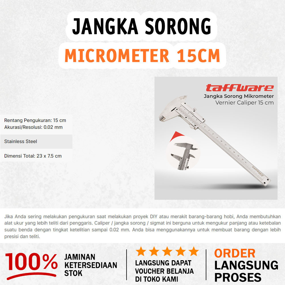 Jual Pengukur Dimensi | Jangka Sorong Vernier Caliper Micrometer 15CM ...