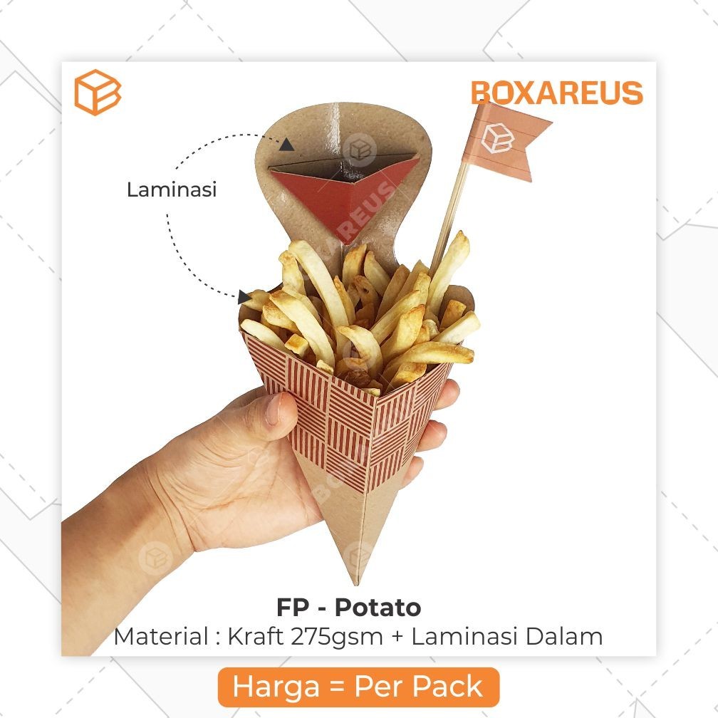 Jual Box Kentang Goreng Dus Kemasan Snack French Fries Churros | FP ...