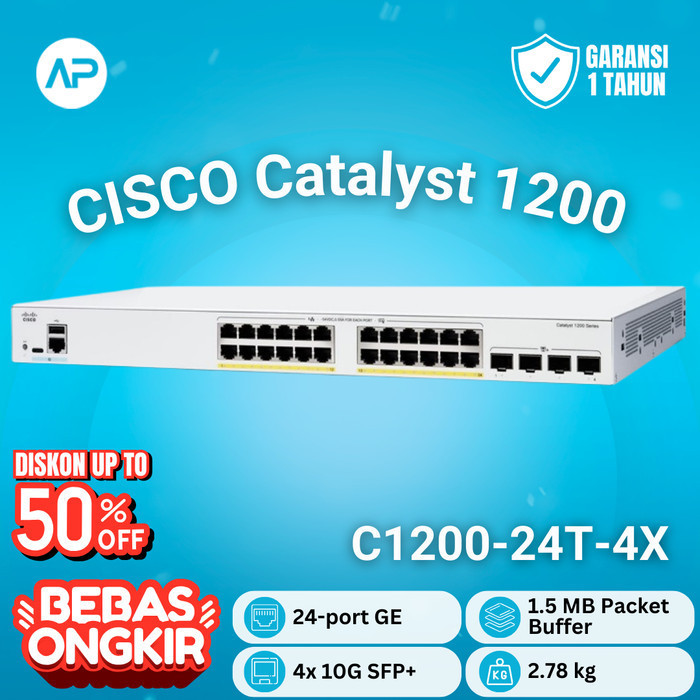 Jual CISCO Catalyst 1200 24-port GE, 4x10G SFP+ Switch [C1200-24T-4X ...