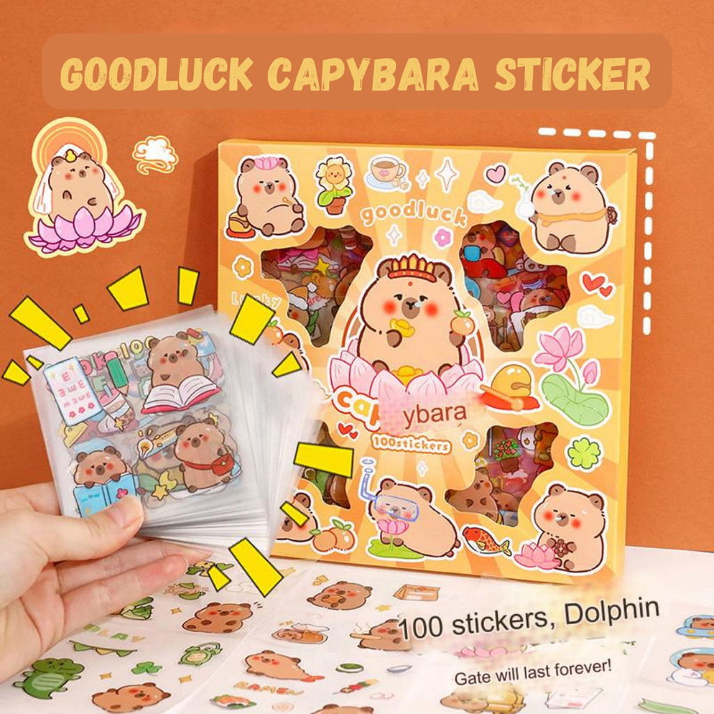 Jual [HARU] 100 Pcs Goodluck Capybara Sticker Box Stiker Handbook ...