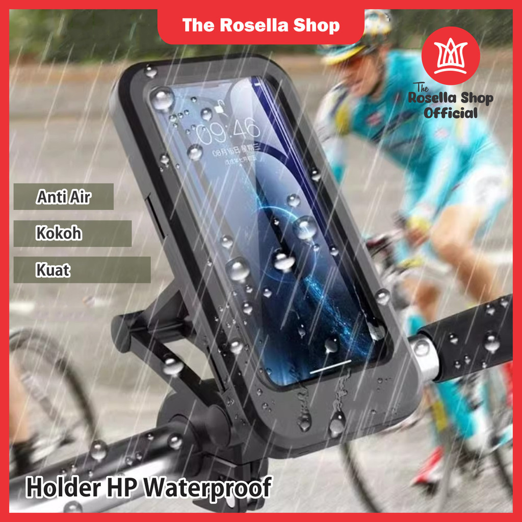 Jual [Rosella] Phone Holder Motor Waterproof Hp Sepeda Anti Air Stand Handphone For Phone Holder ...