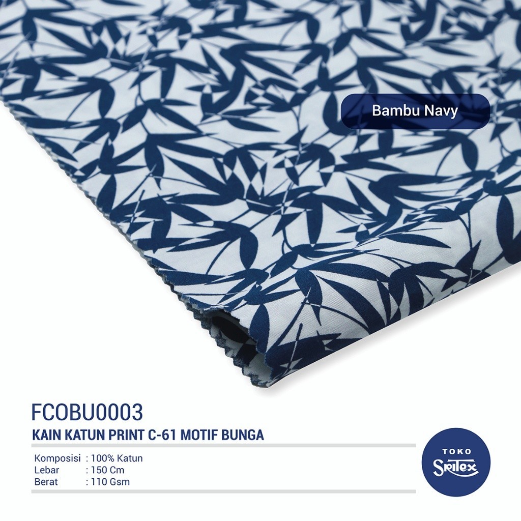 Jual Toko Sritex Kain Katun Print Daun Bambu Premium Ekspor, C61. Harga ...