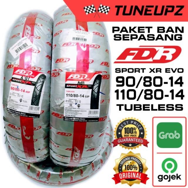 Jual PAKET 110/80 & 90/80 RING 14 SEPASANG BAN TUBELESS FDR SPORT XR EVO DEPAN BELAKANG MATIC ...