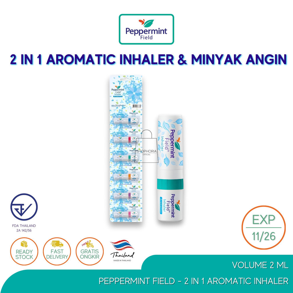 Jual Peppermint Field 2 in 1 Inhaler Aromatics Biru Volume 2 ml cc ...