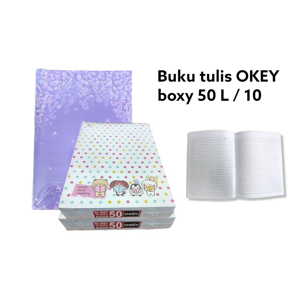 Jual Buku Tulis OKEY Boxy 50 lembar Garis Polos & Warna (25 x 18 cm ...