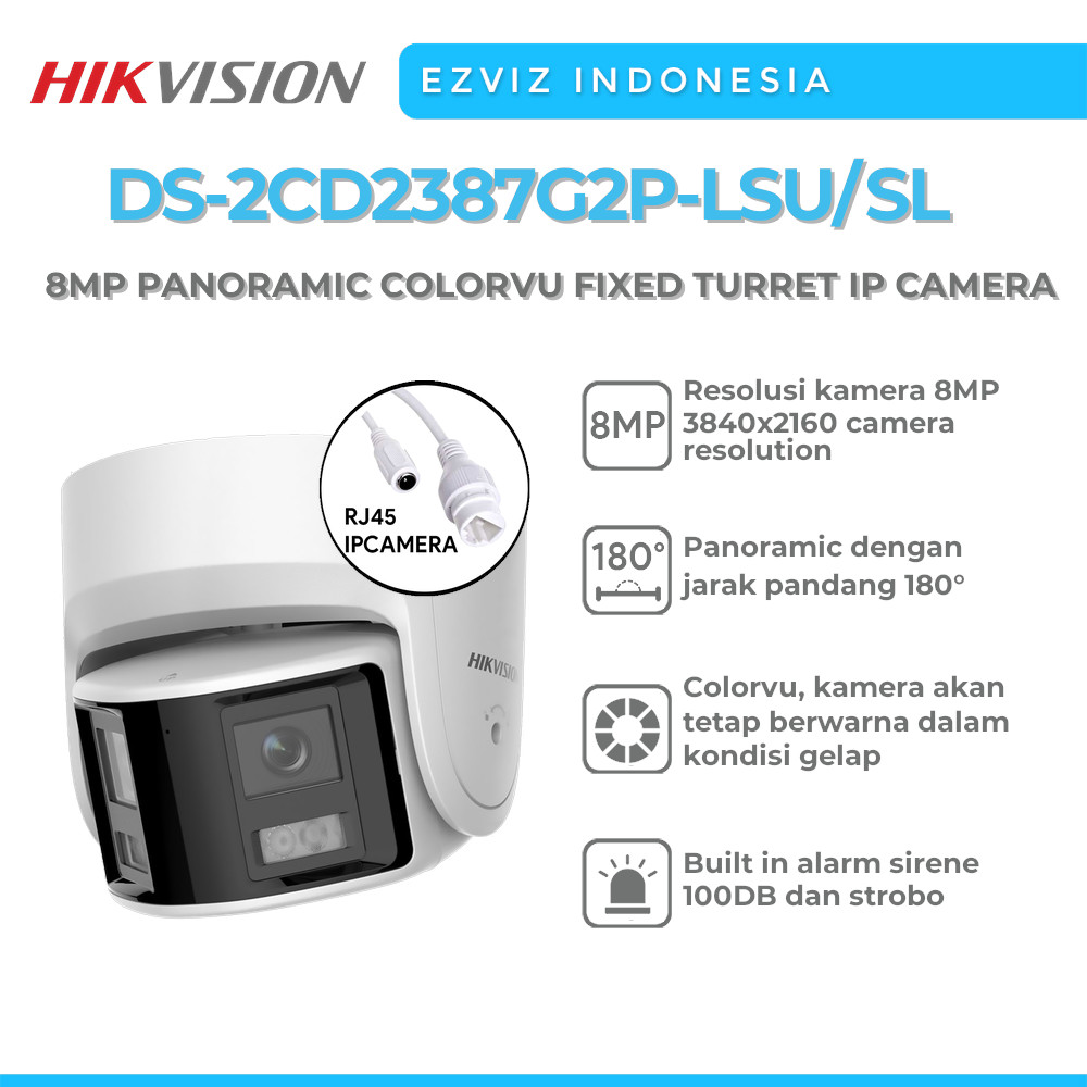 Jual HIKVISION DS-2CD2387G2P-LSU/SL 8MP PANORAMIC COLORVU ACTIVE DEFENSE TURRET IP CAMERA ...