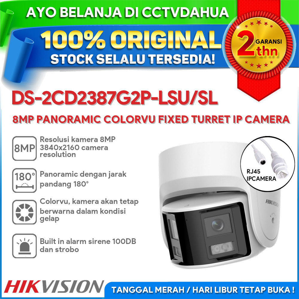 Jual HIKVISION DS-2CD2387G2P-LSU/SL 8MP PANORAMIC COLORVU ACTIVE DEFENSE TURRET IP CAMERA ...