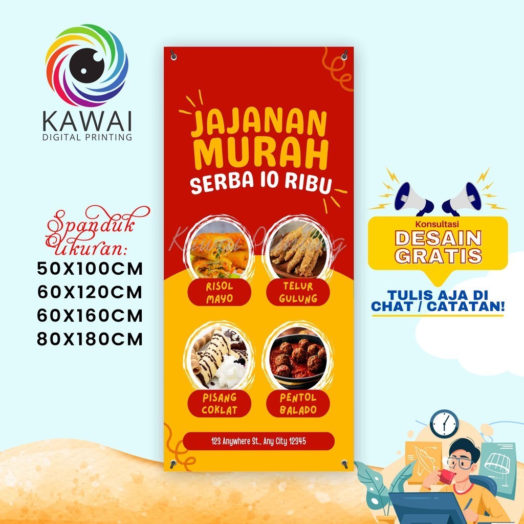 Jual Spanduk Banner MMT Jualan Jajanan Murah Makanan Manis Ukuran ...