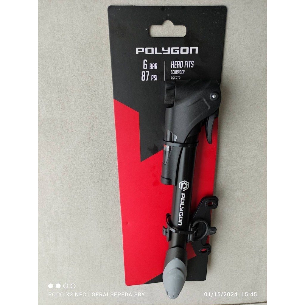 Jual Polygon Pompa Ban Sepeda Mini Pump Air Maxi with Gauge 87 psi ...