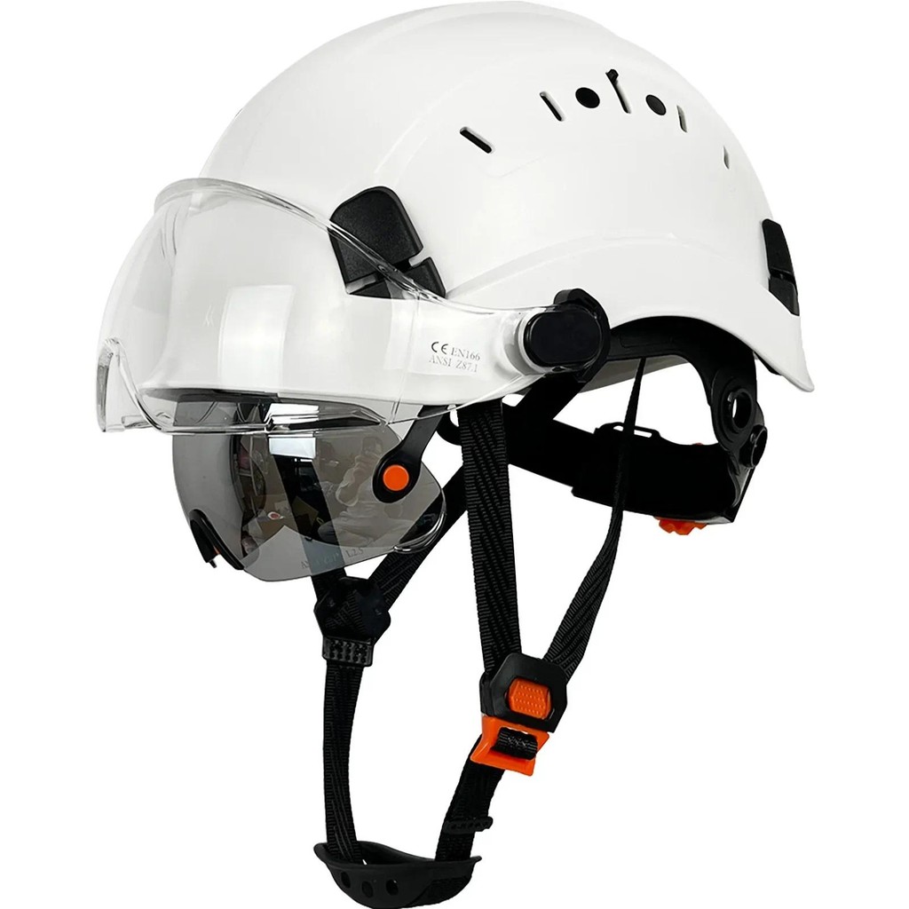 Jual CE Construction Safety Helmet With Visor Built In Goggles For ...