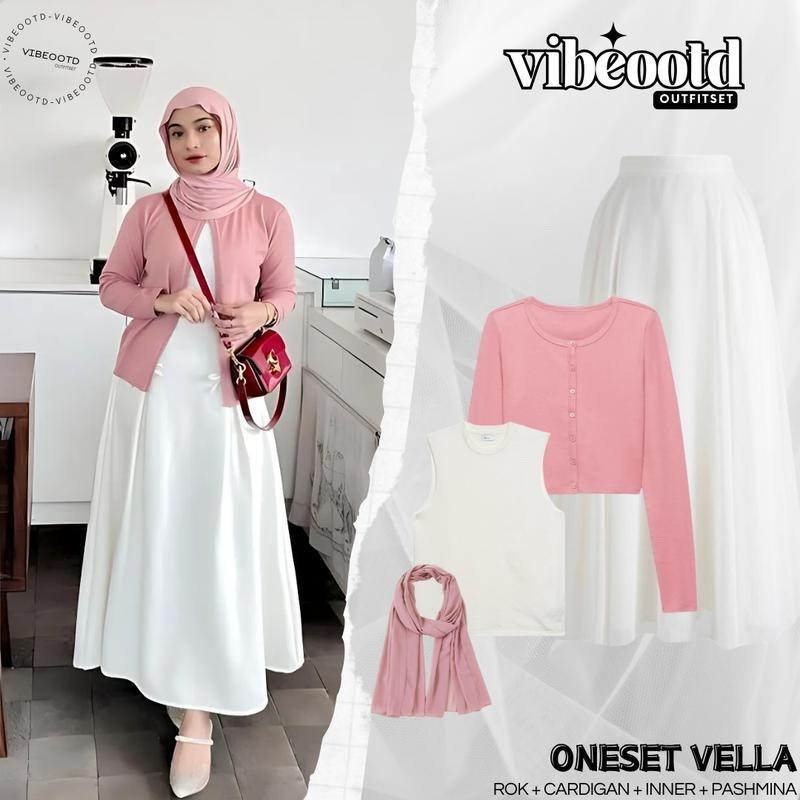 Jual Vella Outfit Set Wanita Hijab ( Bawahan Rok A-Line Payung Scuba ...