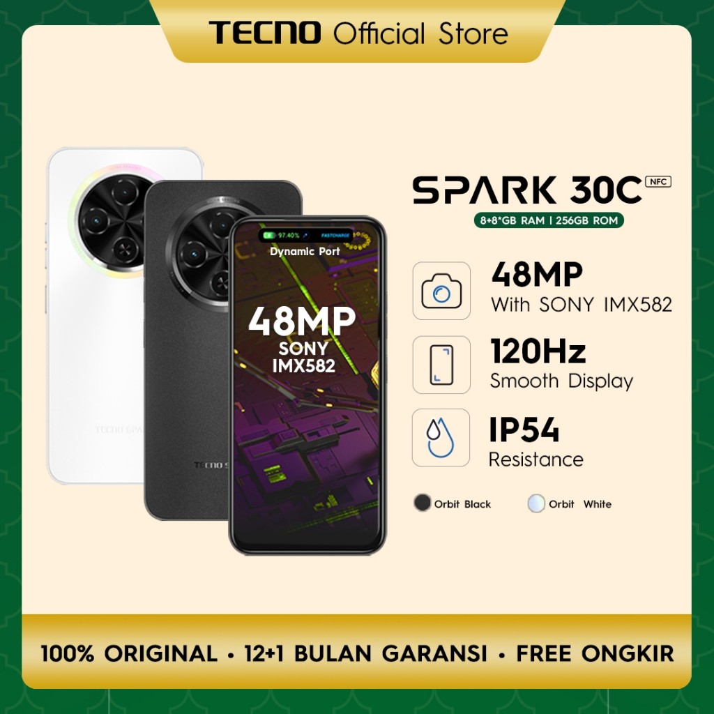 Jual TECNO SPARK 30C – 6GB+6GB*+128, 120Hz Display, Sony 48M Camera ...