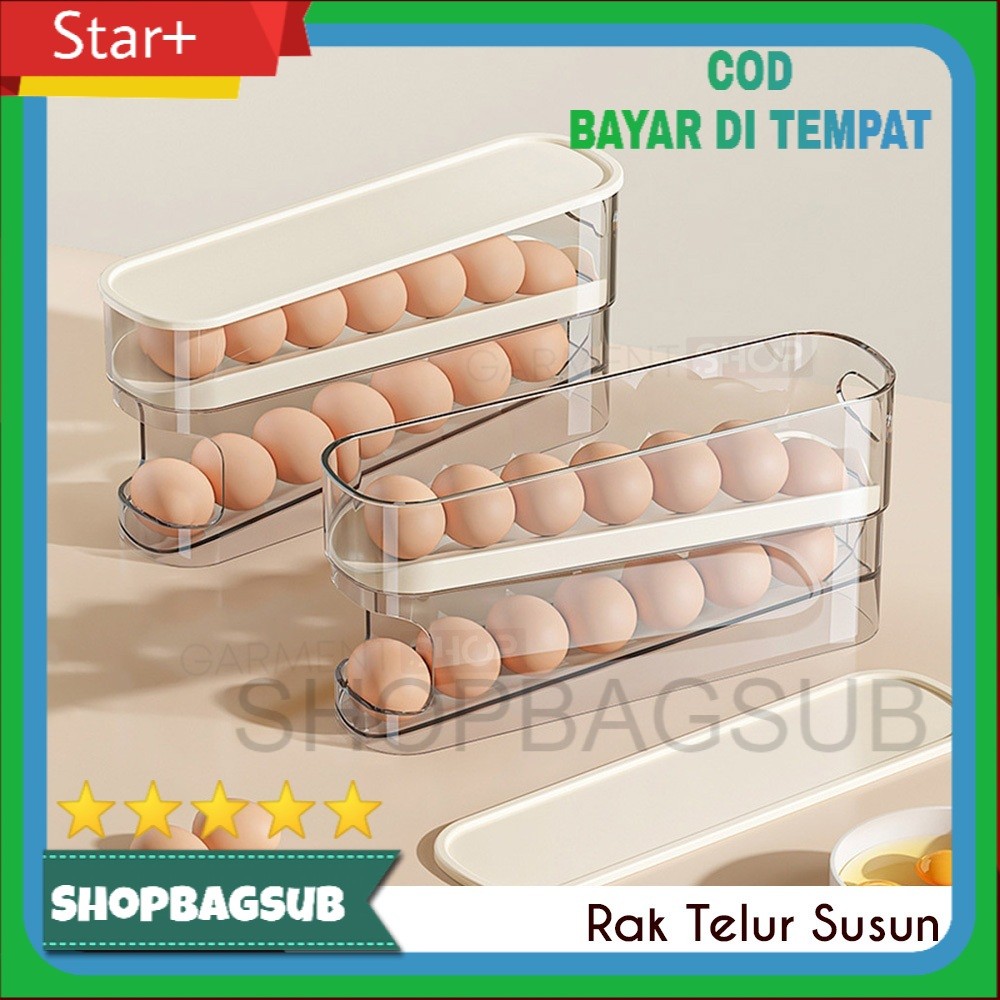 Jual Box Telur 2 Tingkat Bergulir Storage Egg Transparan Kotak Bening ...