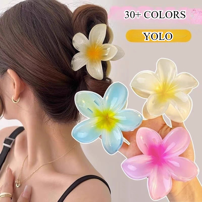 Jual Jepit Rambut Plumeria Bunga Kamboja Warna Soft Ukuran 8cm bunga ...