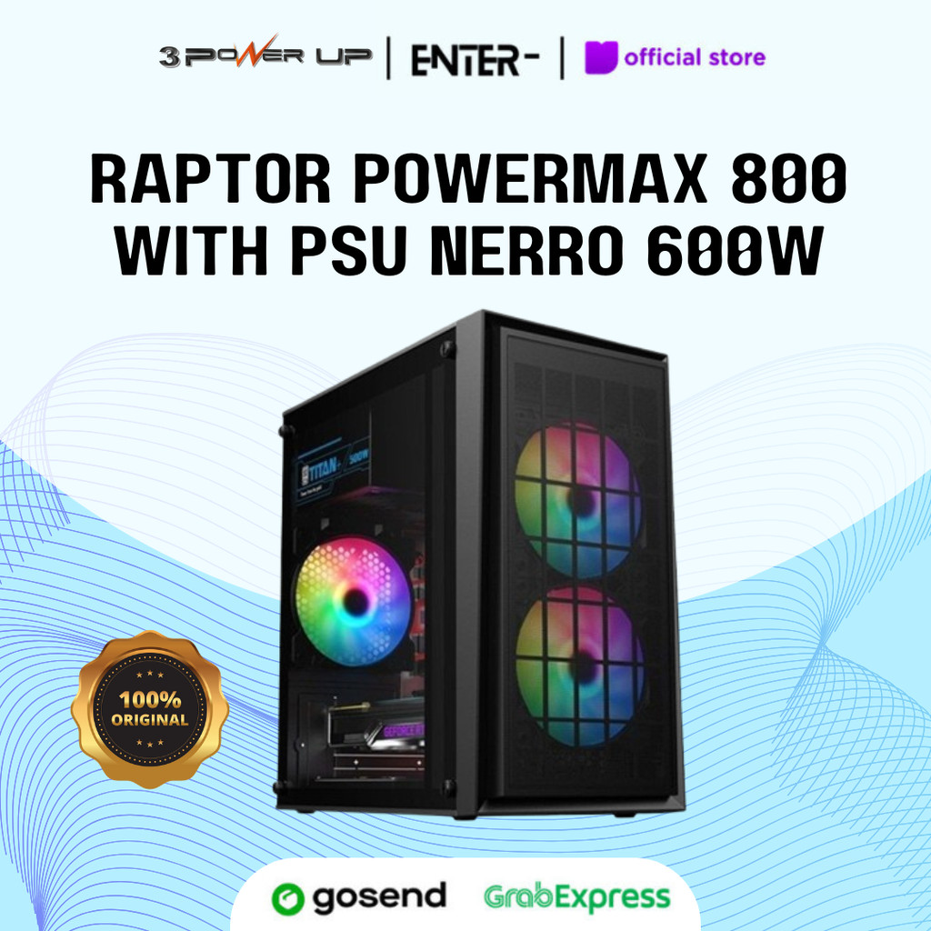 Jual Casing Gaming PC RAPTOR POWERMAX 800 with PSU NERRO 600W | Shopee ...