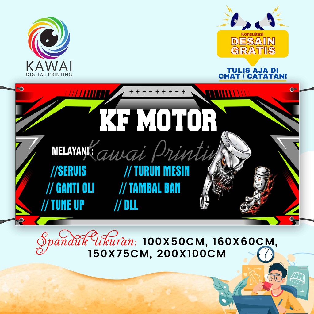 Jual Spanduk Banner MMT Bengkel Motor Hitam Merah Piston Rekuest ...