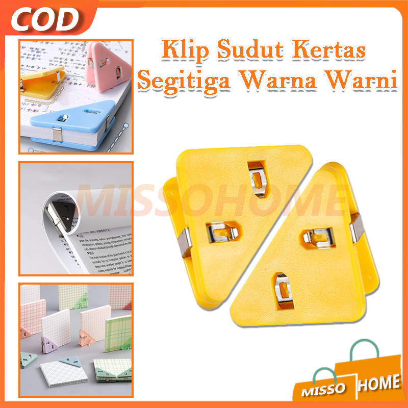 Jual Klip Sudut Kertas Segitiga Warna Warni / Klip Sudut Buku Segitiga ...