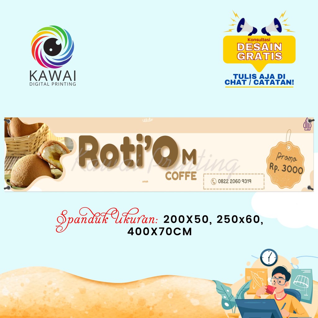 Jual SPANDUK BANNER Jualam Roti Coffee MMT Spanduk Custom 400x70 ...