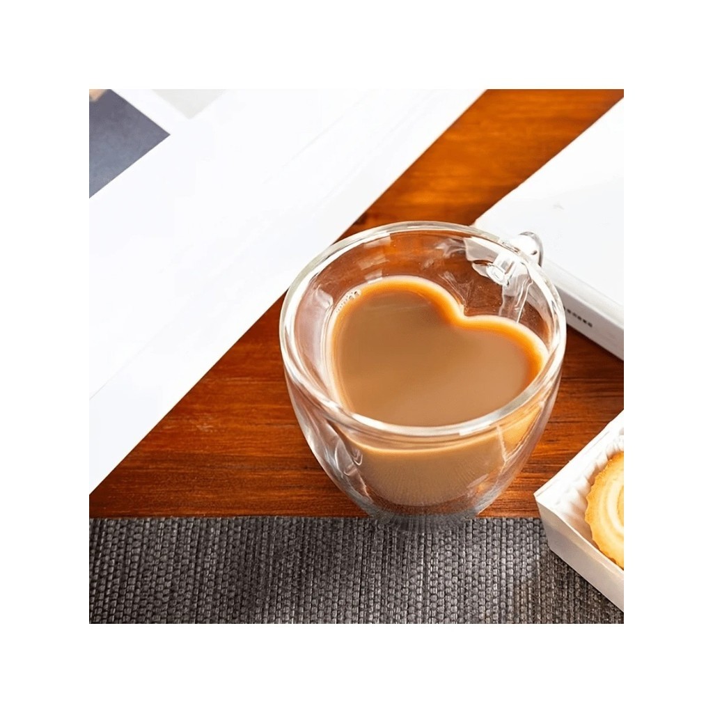 Jual One Two Cups Cangkir Kopi Anti Panas Double Wall Love Series 150ml - Transparent | Shopee ...