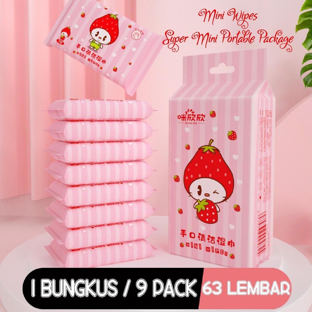 Jual Tisu Basah Mini Tissu Basah Mini Tissue Mini 1 Pack Isi 9 Bungkus ...