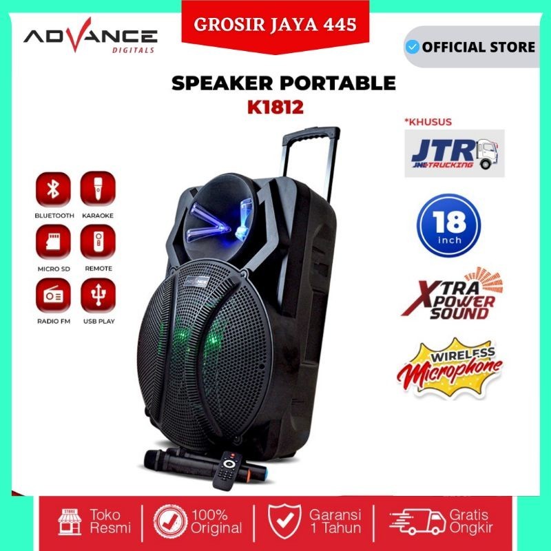 Jual SPEAKER BLUETOOTH PORTABLE ADVANCE K1812 18 inch-FREE 2BH MIC WERLES | Shopee Indonesia