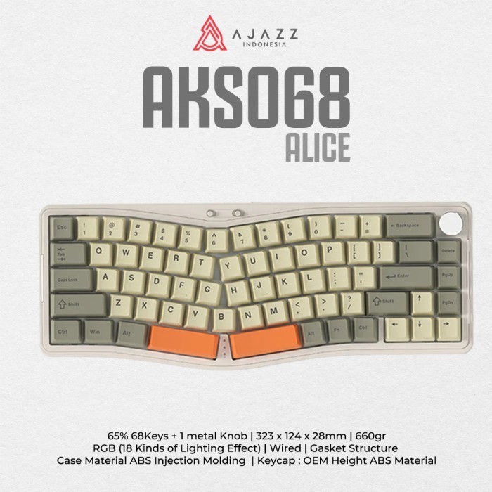 Jual Ajazz AKS068 Alice Layout 68 Keys VIA Mechanical Keyboard Wired ...