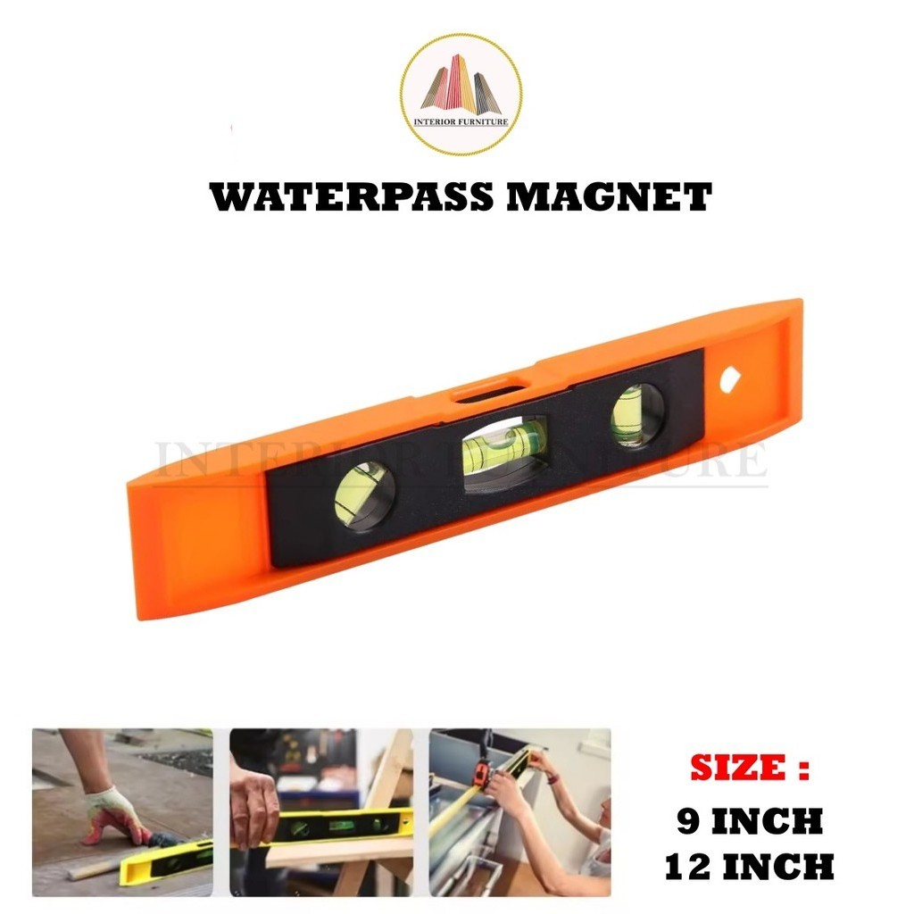 Jual Waterpass Magnet 9 INCH 12 INCH Penggaris Pengukur Magnetic Alat ...